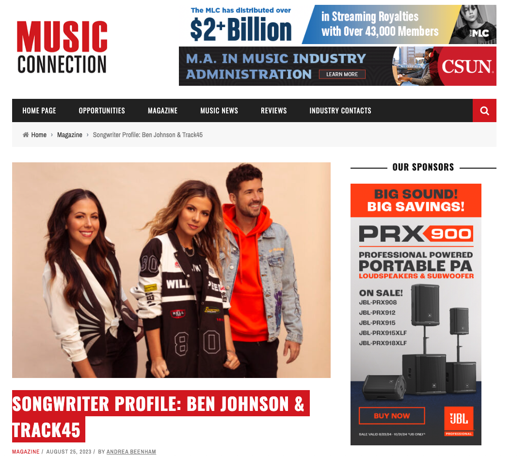 Songwriter Profile: Ben Johnson & Track45 – Ben Johnson