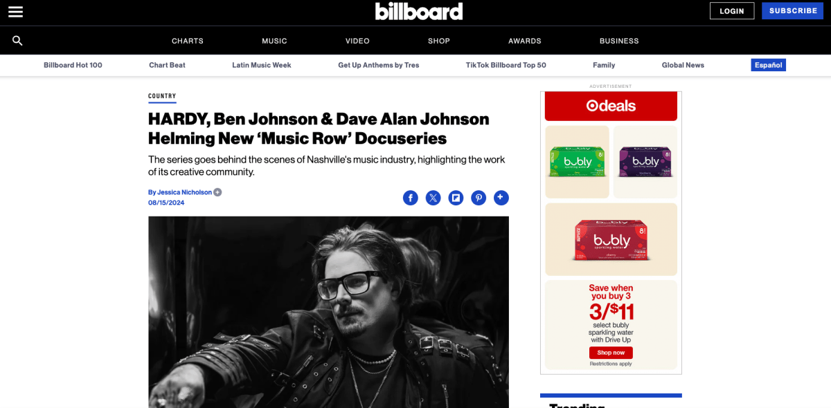 HARDY, Ben Johnson & Dave Alan Johnson Helming New ‘Music Row ...